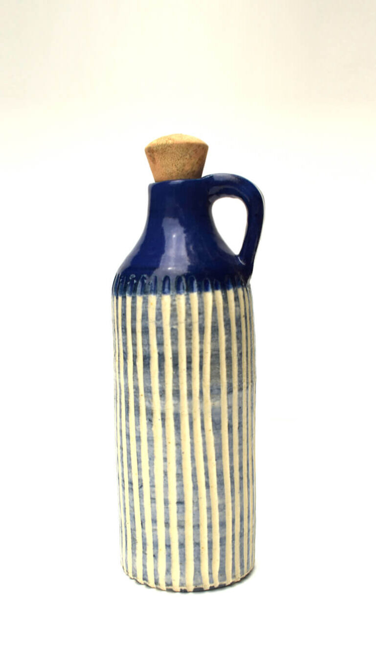blue ceramic oil bottle - Claybotik | Pottery & Ceramic Studio In Jaipur